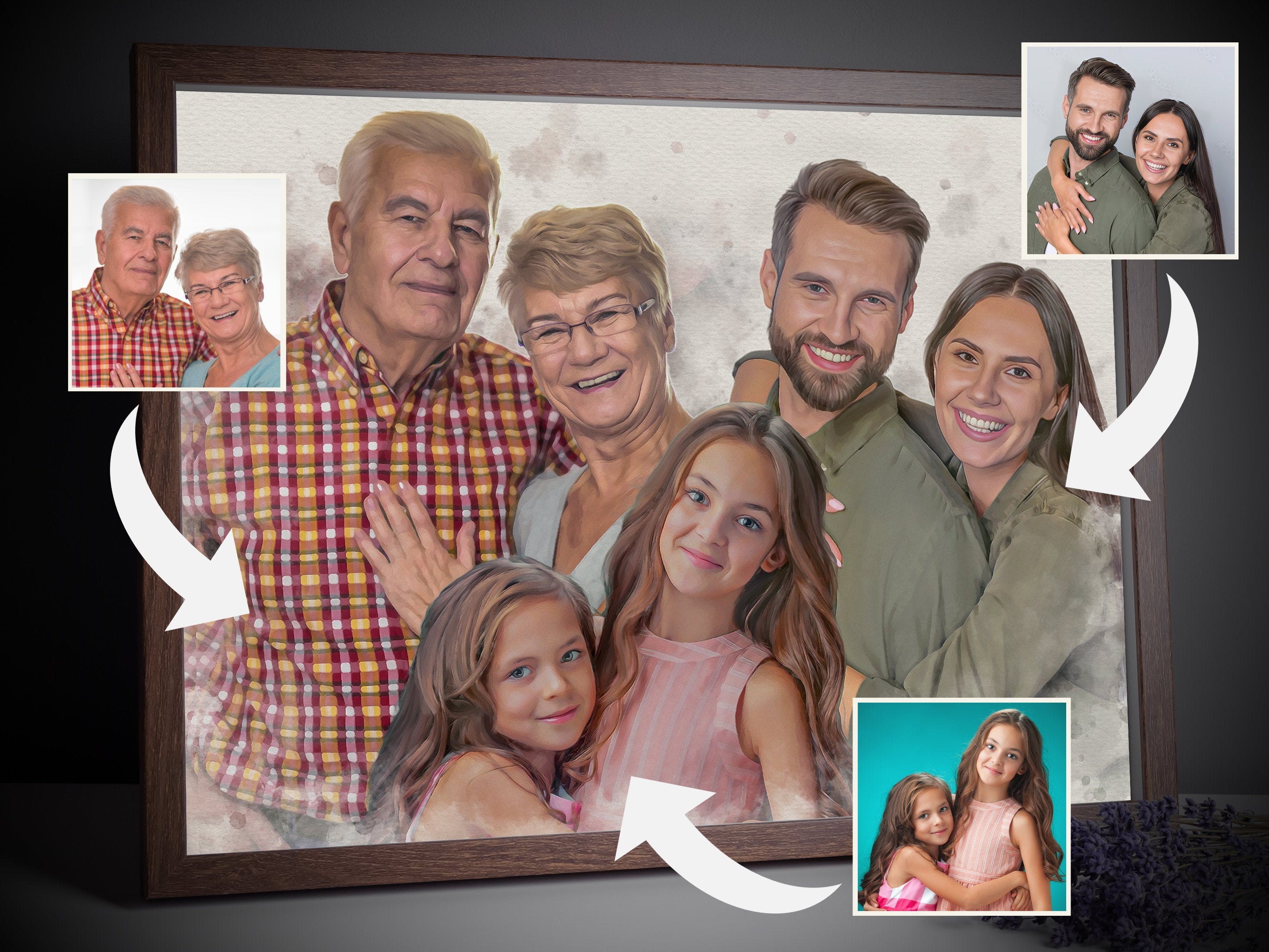 Custom Family Portraits | Watercolor Family Art – Dreamy Custom