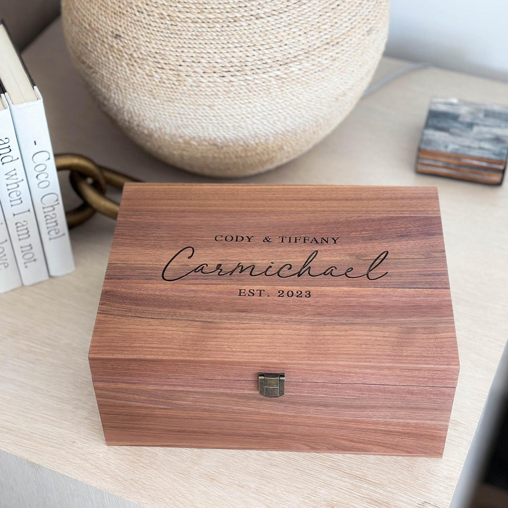 Custom Engraved Wooden Box | Personalized Walnut Keepsake Memory Box ...