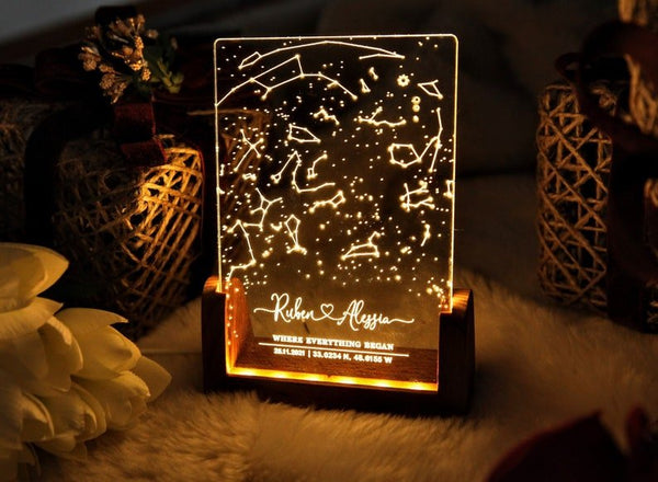Personalized Constellation LED Lamp | Unique Star Map Night Light Gift ...