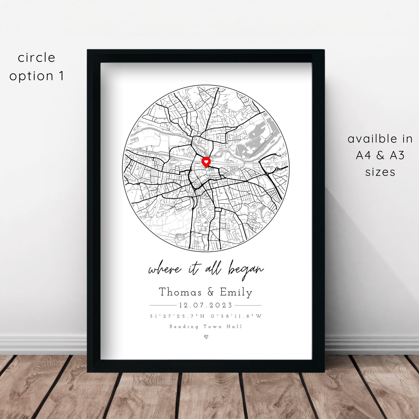 Personalized Heart Map Print | Wedding, Anniversary, Engagement Gift ...