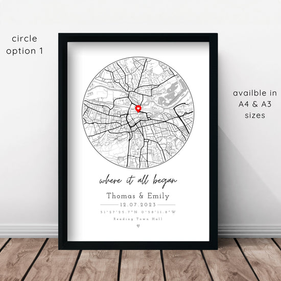 Personalized Heart Map Print - Dreamy Custom