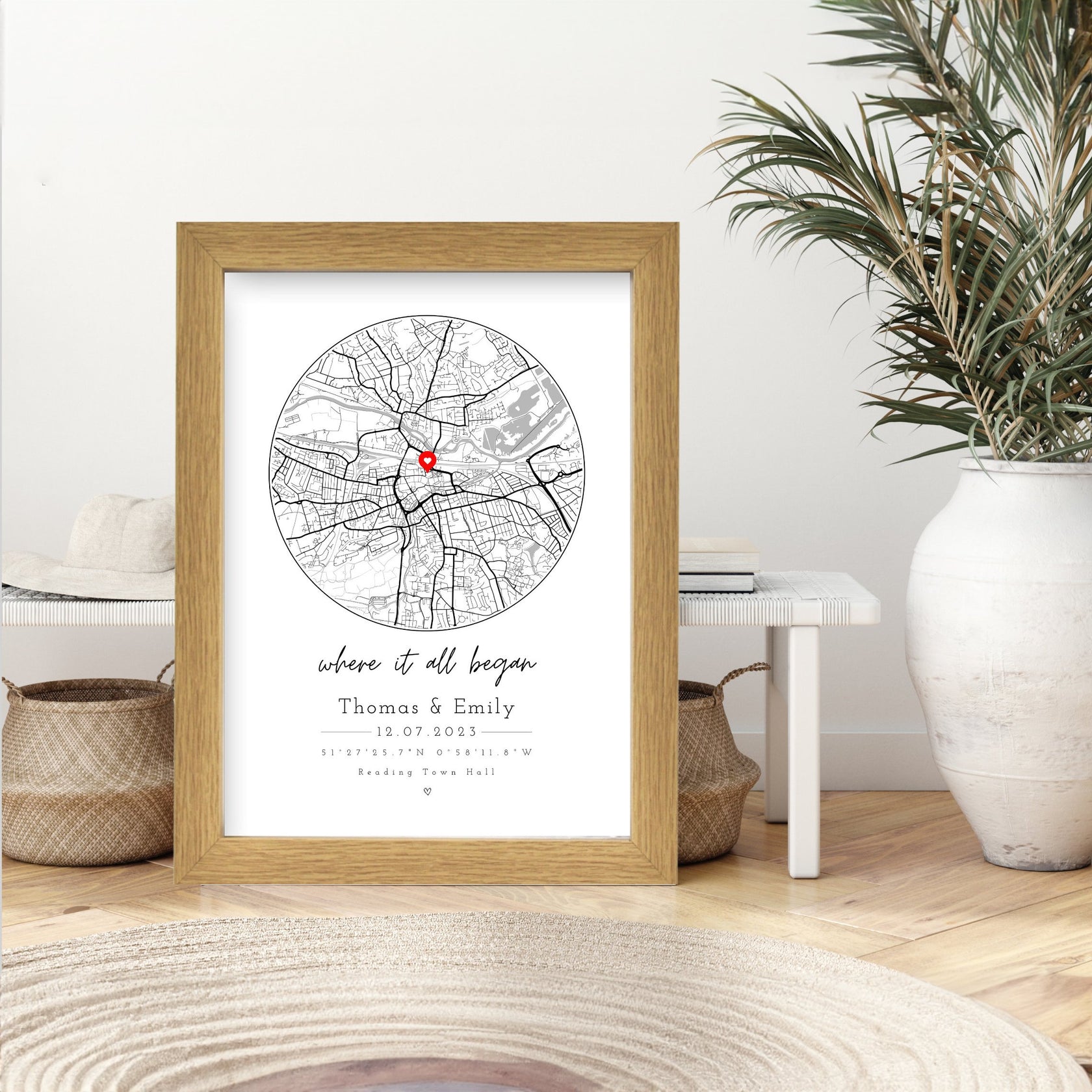 Personalized Heart Map Print - Dreamy Custom