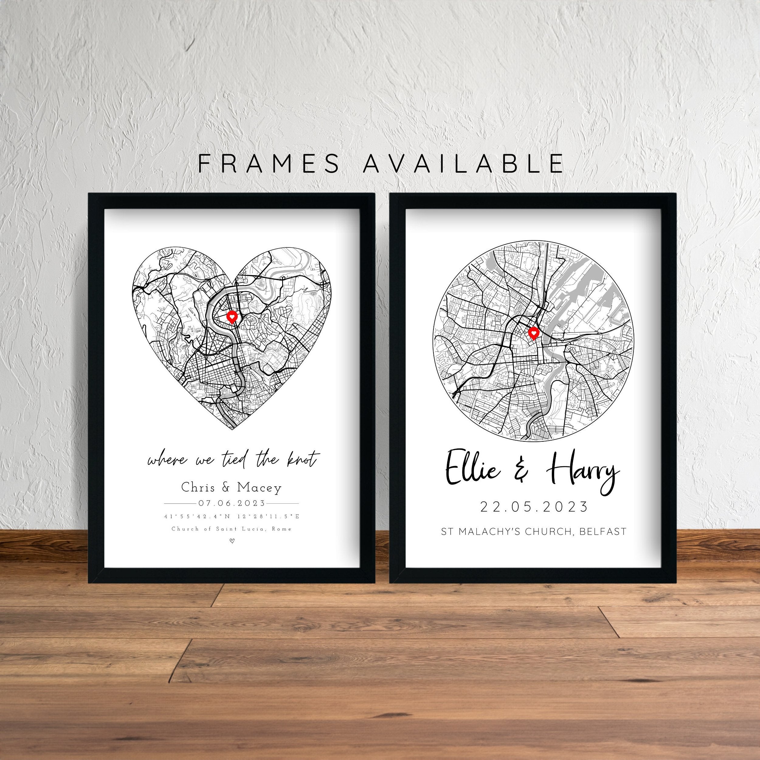 Personalized Heart Map Print - Dreamy Custom