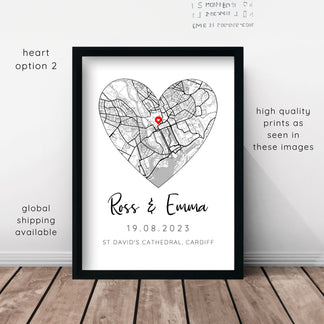 Personalized Heart Map Print - Dreamy Custom
