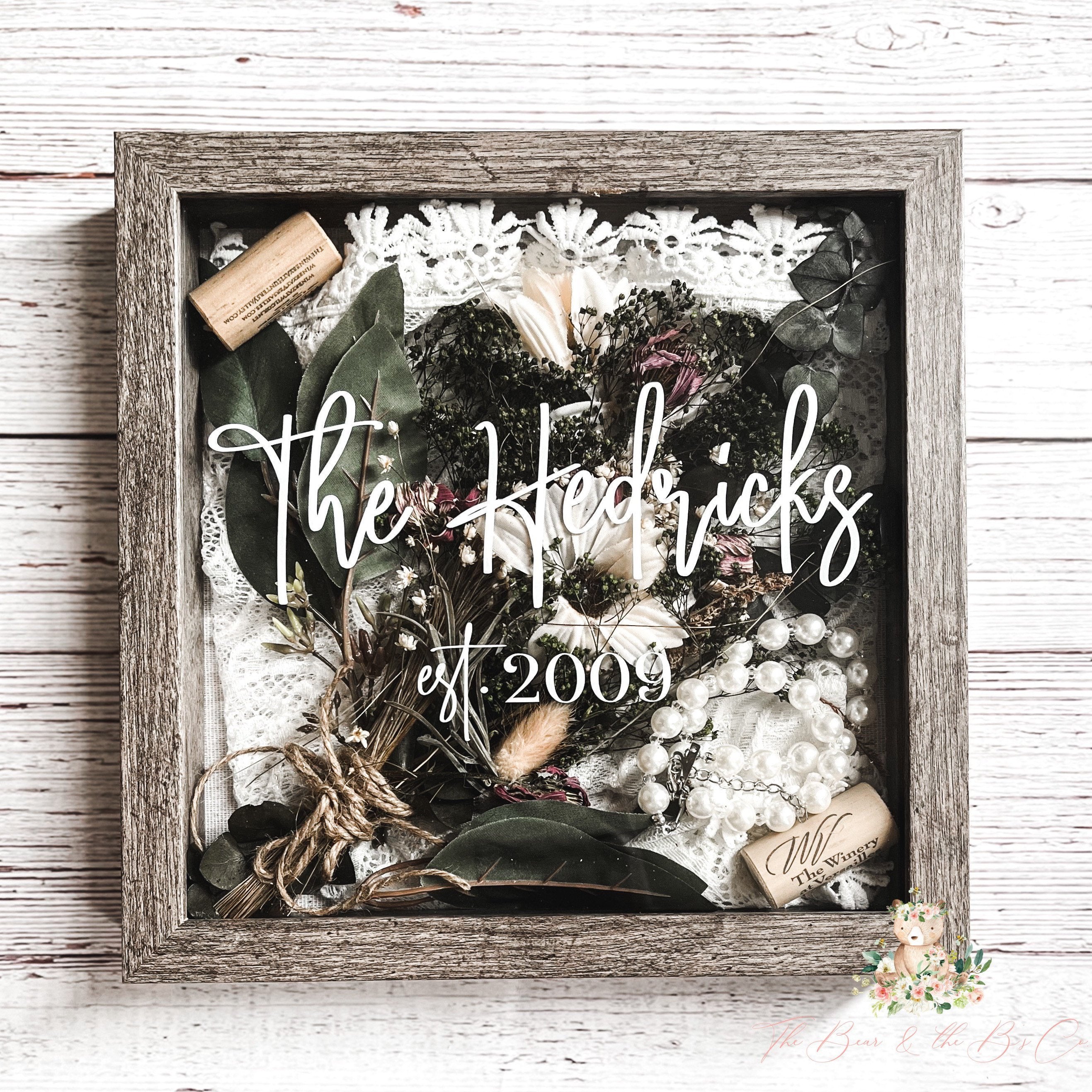 Personalized Wedding Shadow Box with Bouquet – Custom Wedding Keepsake ...